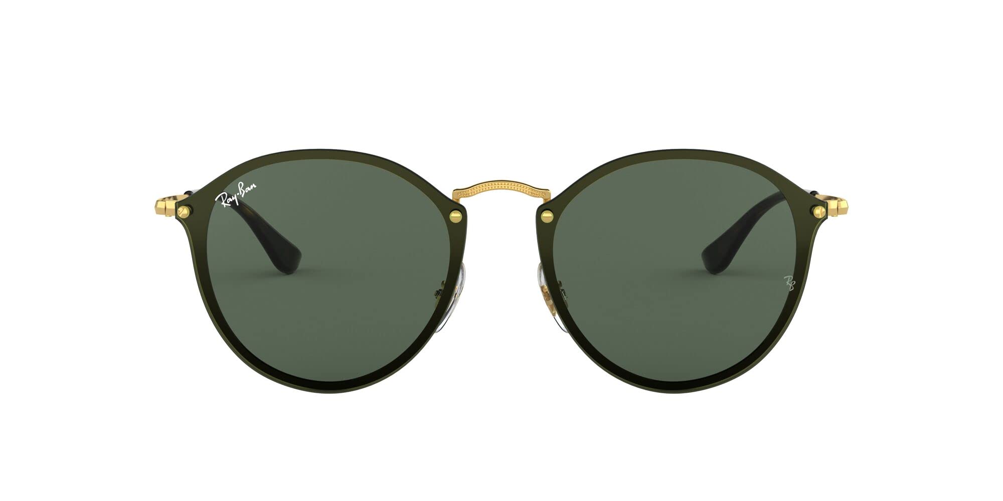 Ray-Ban RB3574N Blaze Round Sunglasses, Gold/Dark Green, 59 mm