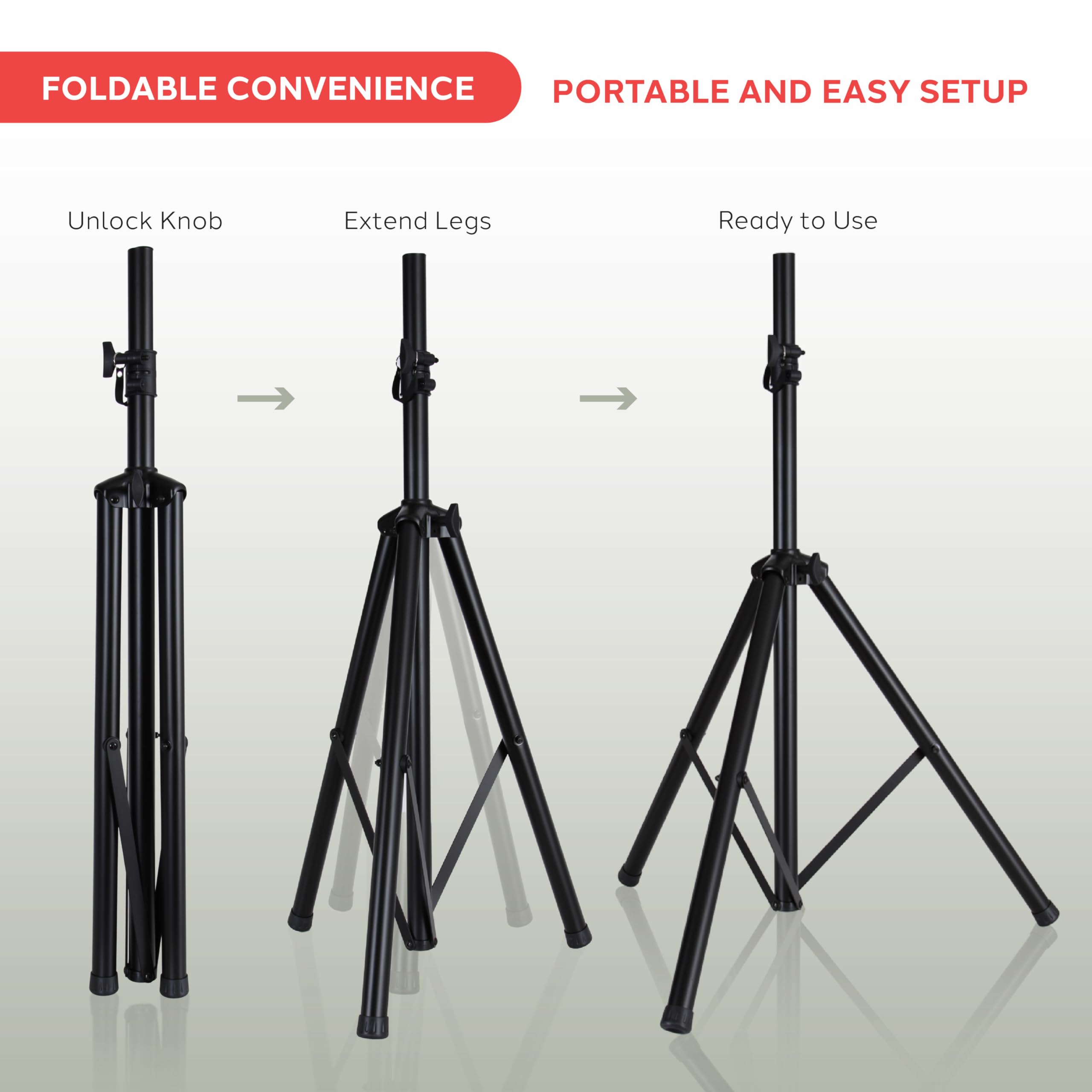 Pyle Universal Speaker Stand Mount Holder Heavy Duty Tripod w/ Adjustable Height from 40β to 71β and 35mm Compatible Insert Easy Mobility Safety Pin and Knob Tension Locking for Stability, Black