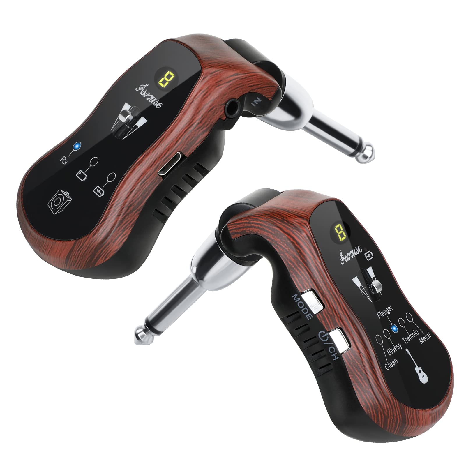 Wireless Guitar System Set, Rechargeable UHF Wireless Guitar Transmitter Receiver for Electronic Instrument Guitar Amp Digital Electric Bass Guitar Accessories