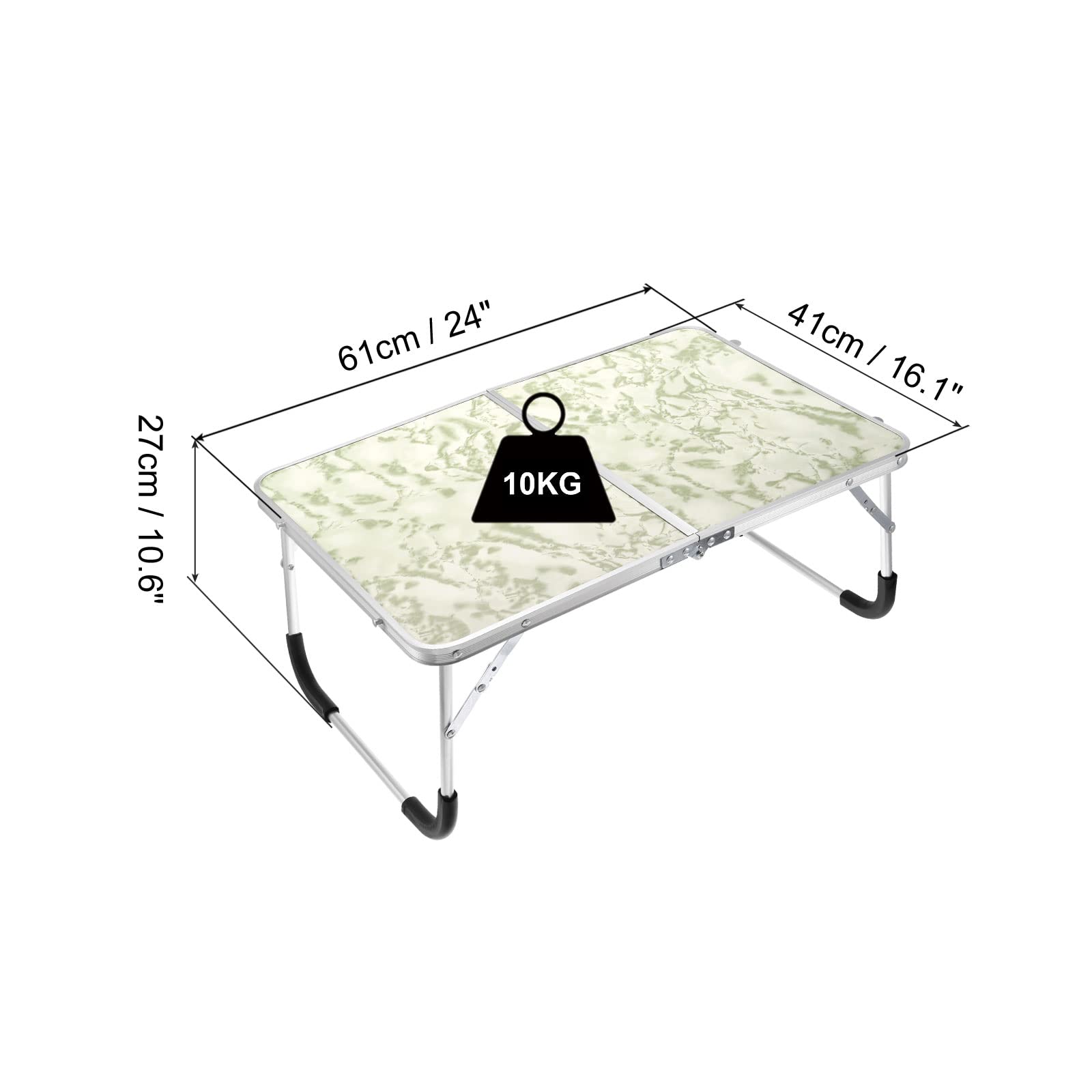 PATIKIL Foldable Laptop Table, Portable Lap Desk Picnic Bed Tray Tables Snacks Reading Working Desks for Bed Sofa Camping, White Green