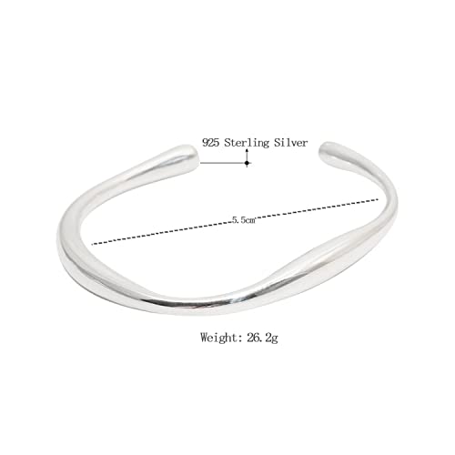 YBW JOYAB Solid 925 Sterling Silver Open Adjustable Bangle Bracelet for Women Teardrop Cuff Bangles