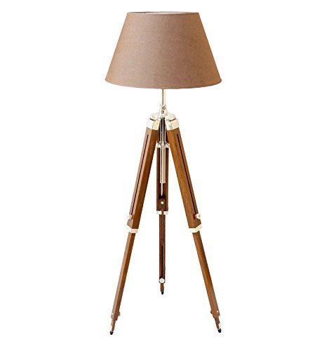 Vintage Armour Store Classical Designer Marine Tripod Floor Lamp Retro Vintage Wooden Tripod Lamp