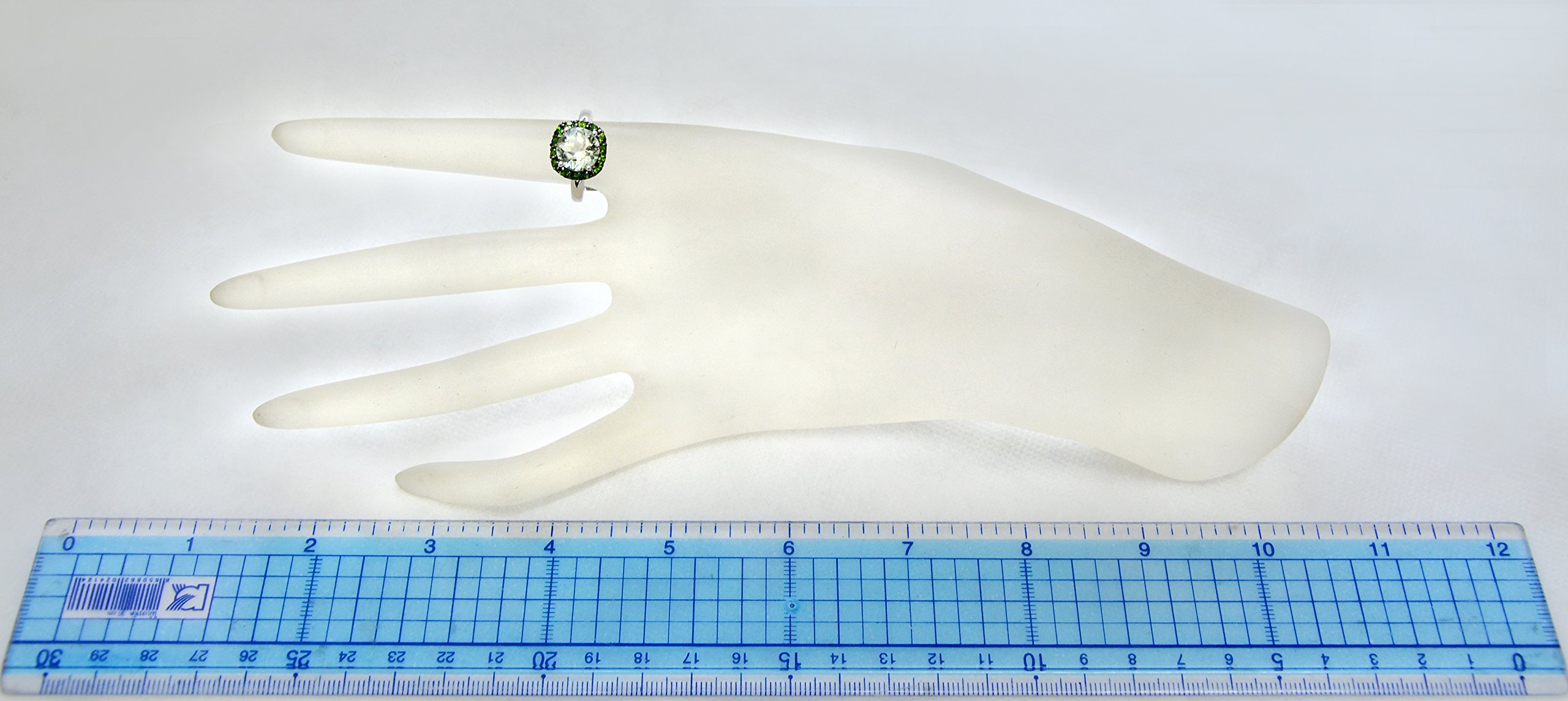RB Gems Sterling Silver 925 Ring GENUINE GEMS 3.30 Cts, Round 9 mm, RHODIUM-PLATED Finish, Flower Style (8, prasiolite-quartz)