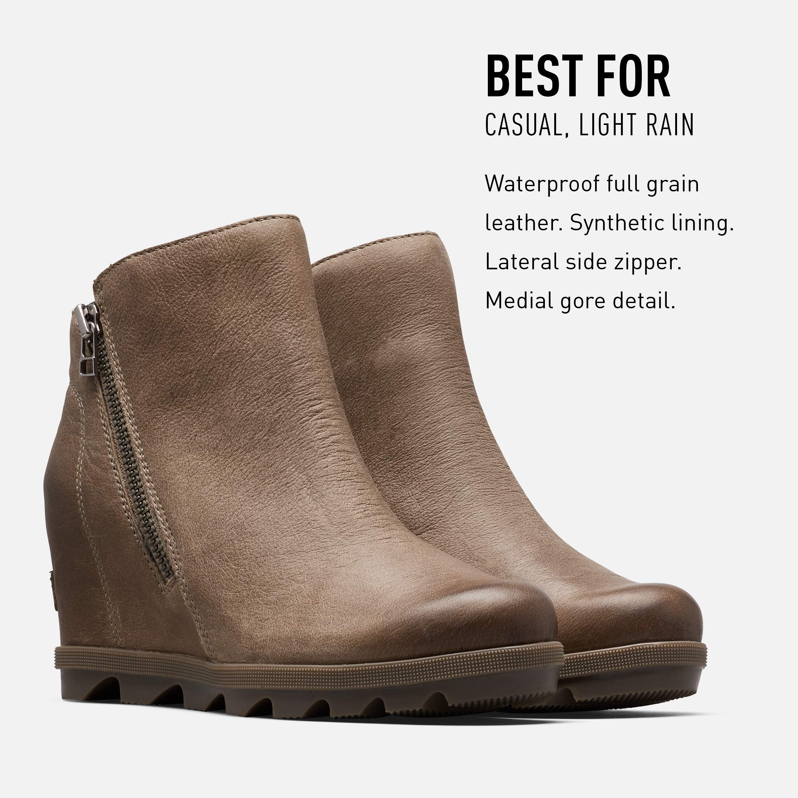 Sorel Womens Joan of Arctic Wedge II Zip Winter Waterproof Ankle Boots - Ash Brown - 10.5