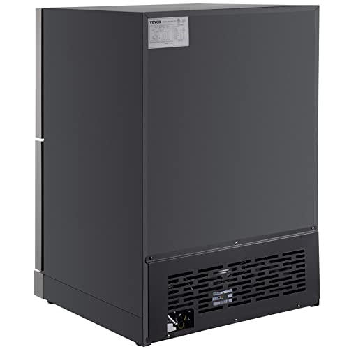 vevor 24" Undercounter Built-in Refrigerator, 5.12 Cu.ft. Double Drawer Indoor/Outdoor Beverage Fridge with Embraco compressor,32-50°F Cooling Range, Ventilated Cooling for Home and Commercial Use