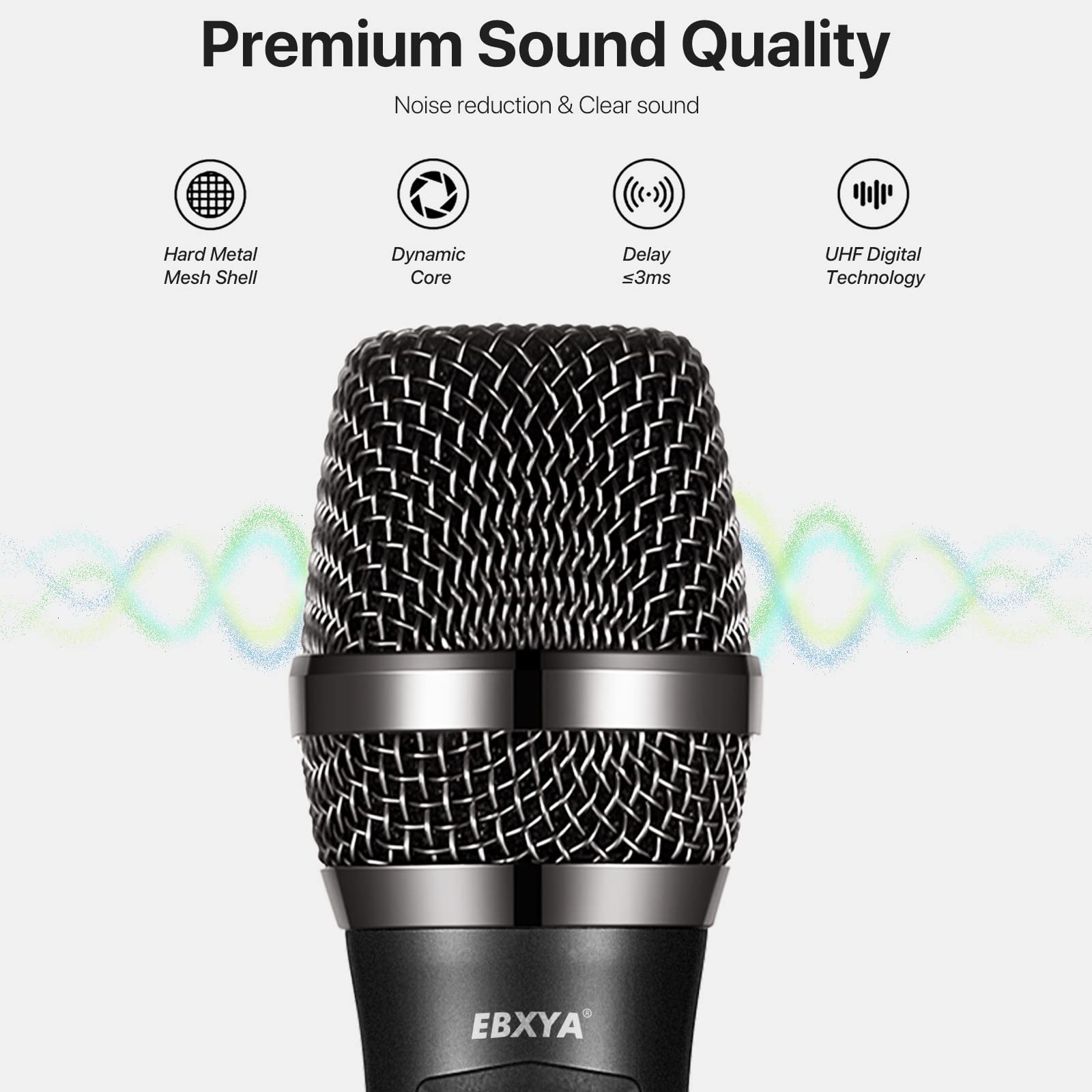 Wireless Microphone, Karaoke Cordless Microphone, UHF Handheld Dynamic Mic System with Rechargeable Receiver (165ft Range) for Singing, Wedding, Party, Speech, Church, Meeting, PA System
