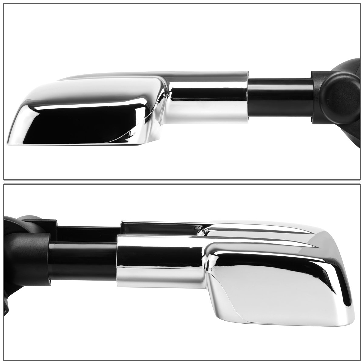 Rear View Side Towing Mirrors - Manual Telescoping | Manual Folding | Manual Adjustment - Compatible with Ford F150 (Standard/Extended Cab) Heritage F250 97-04, Driver and Passenger Side, Black