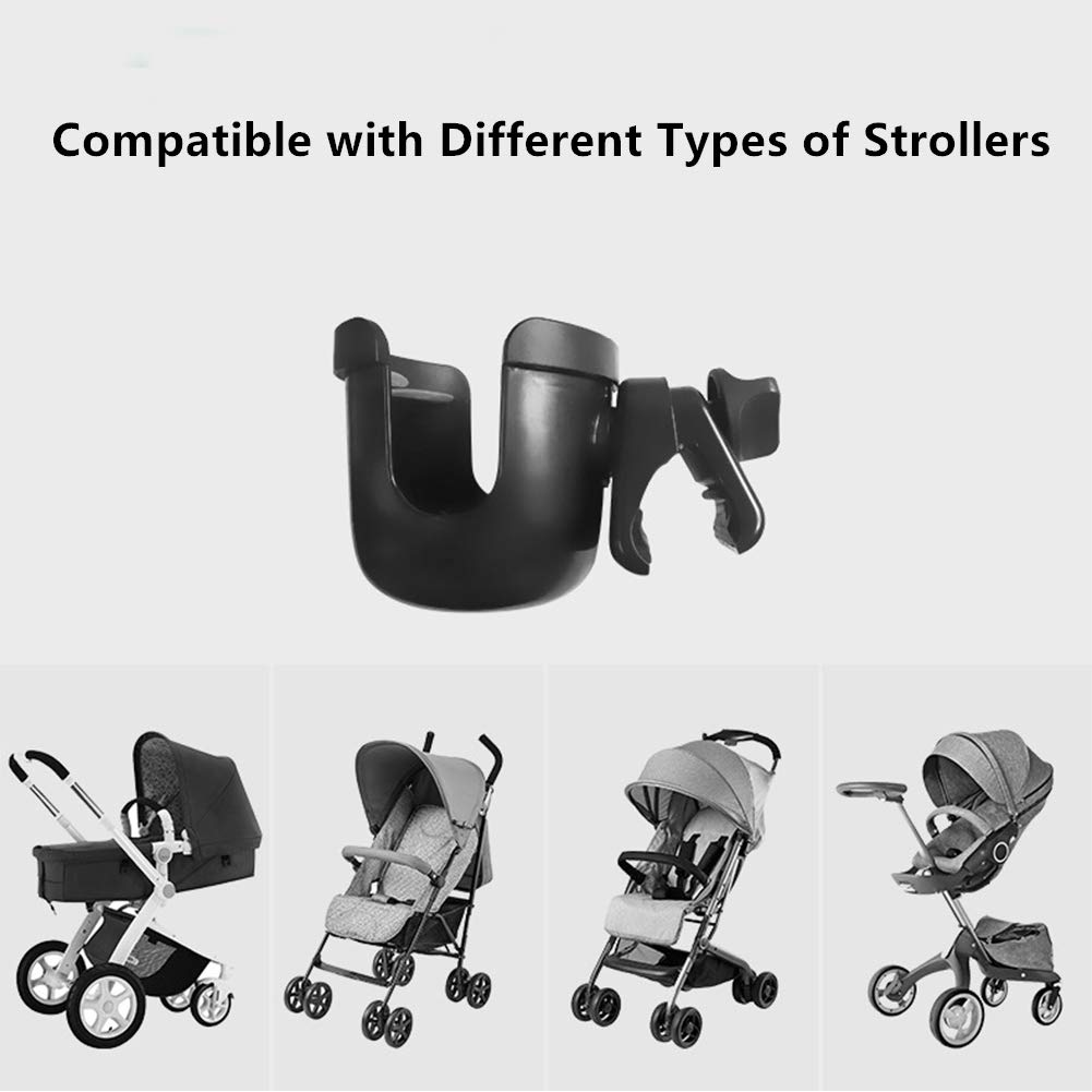Universal Baby Stroller Cup Holder, Bike Bottle Holder Large Caliber Designed 360 Degrees Rotation Fit for Stroller, Wheelchair, Walker, Trolleys