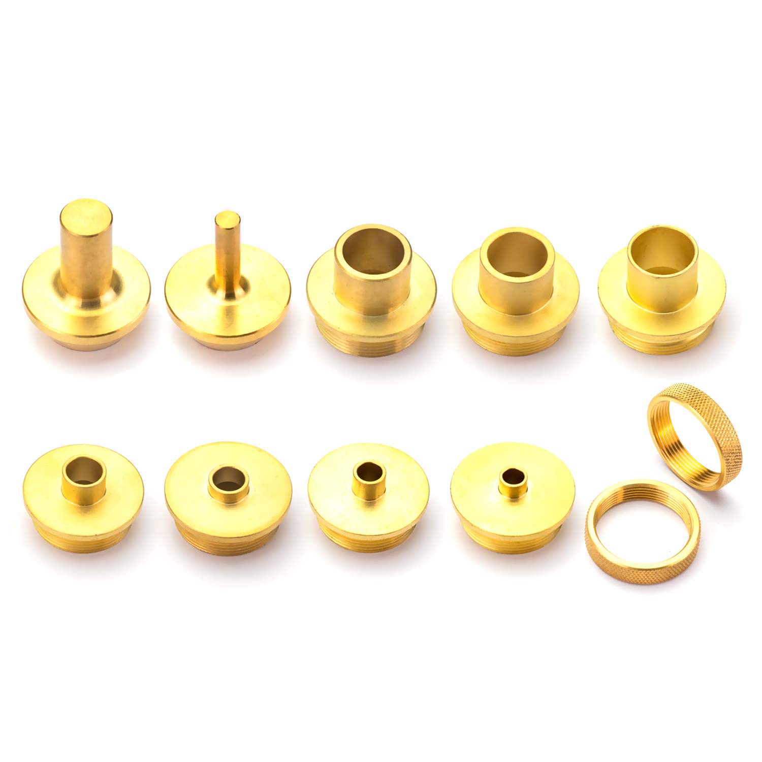 POWERTEC 71221 11-Piece Brass Router Guide Bushing Set | Pro Style Router Template Kit with Long Shank Bit Set and Lock Nuts, Fits Any 1-3/16" or 1-1/4" Base Plate