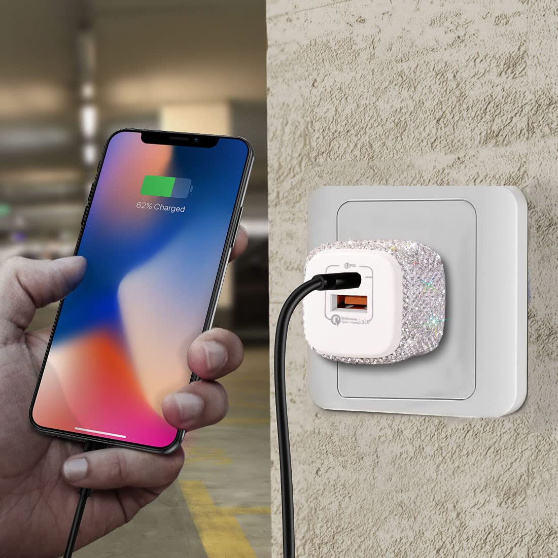 USB C Wall Charger 20W Bling PD & QC 3.0 2 Port Charger with 20W Mini USB-C Power Adapter Compatible with iPhone iPad AirPods Samsung Galaxy and More