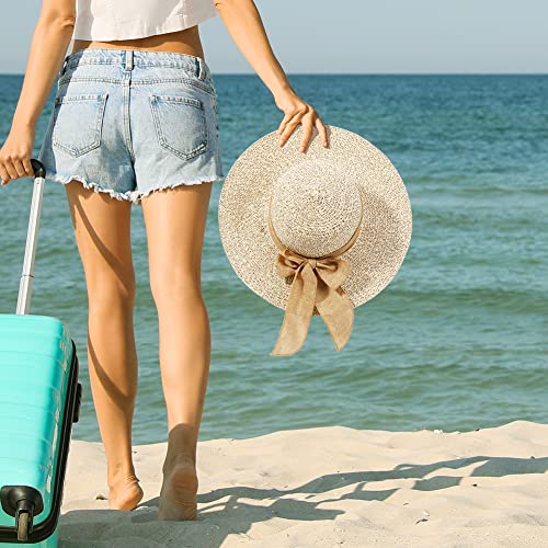 Womens Beach Straw Sun Hat: Large Ladies Foldable & Packable Floppy Hats with Wide Brim-UPF 50 UV Protection Summer Sunhat (Mixed Coffee)