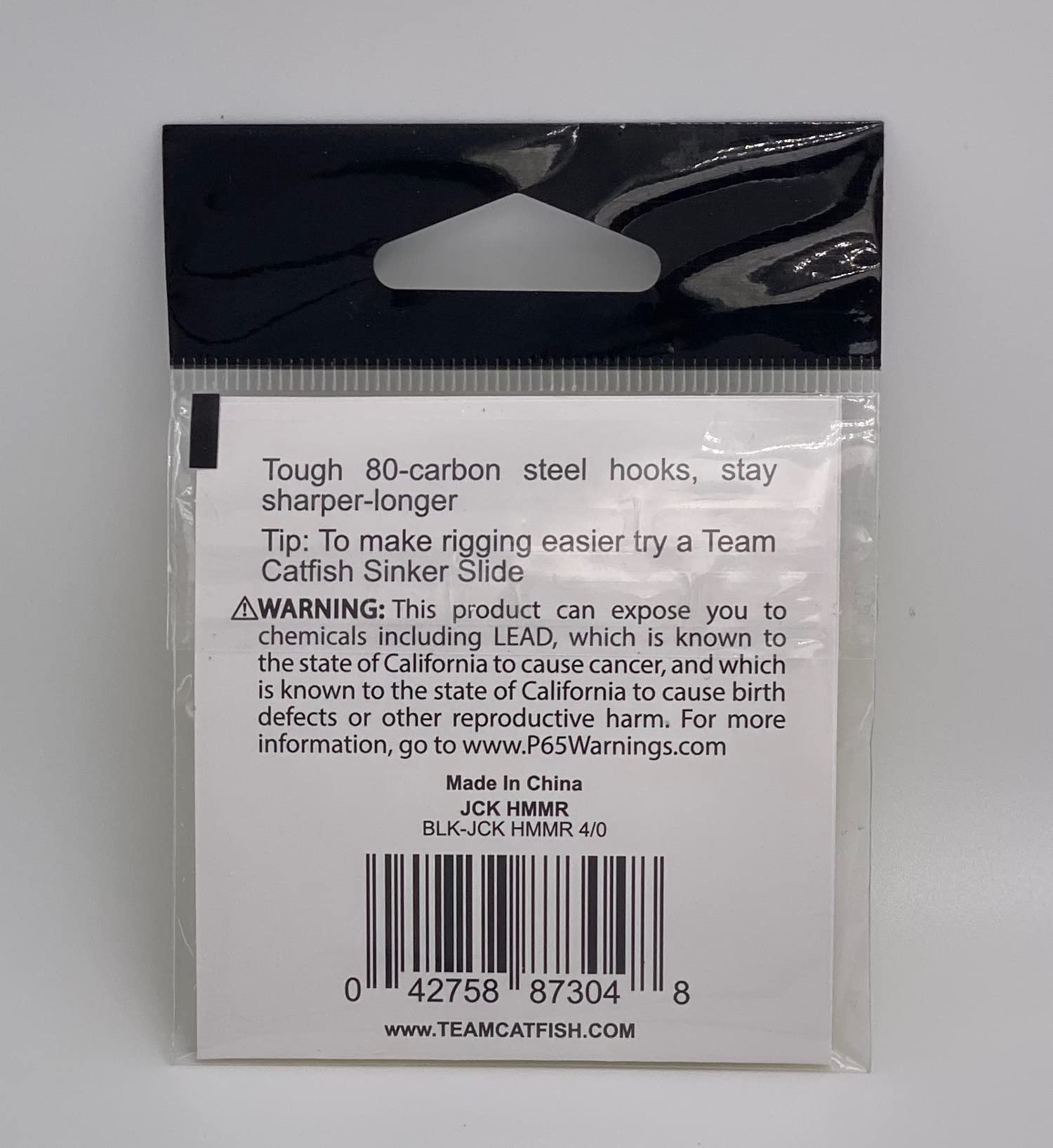 Team Catfish 8/0 Jack Hammer J Hooks (4 Pack) Wide Gap Design to Hold Live Bait, Cut Baits, and Plastics