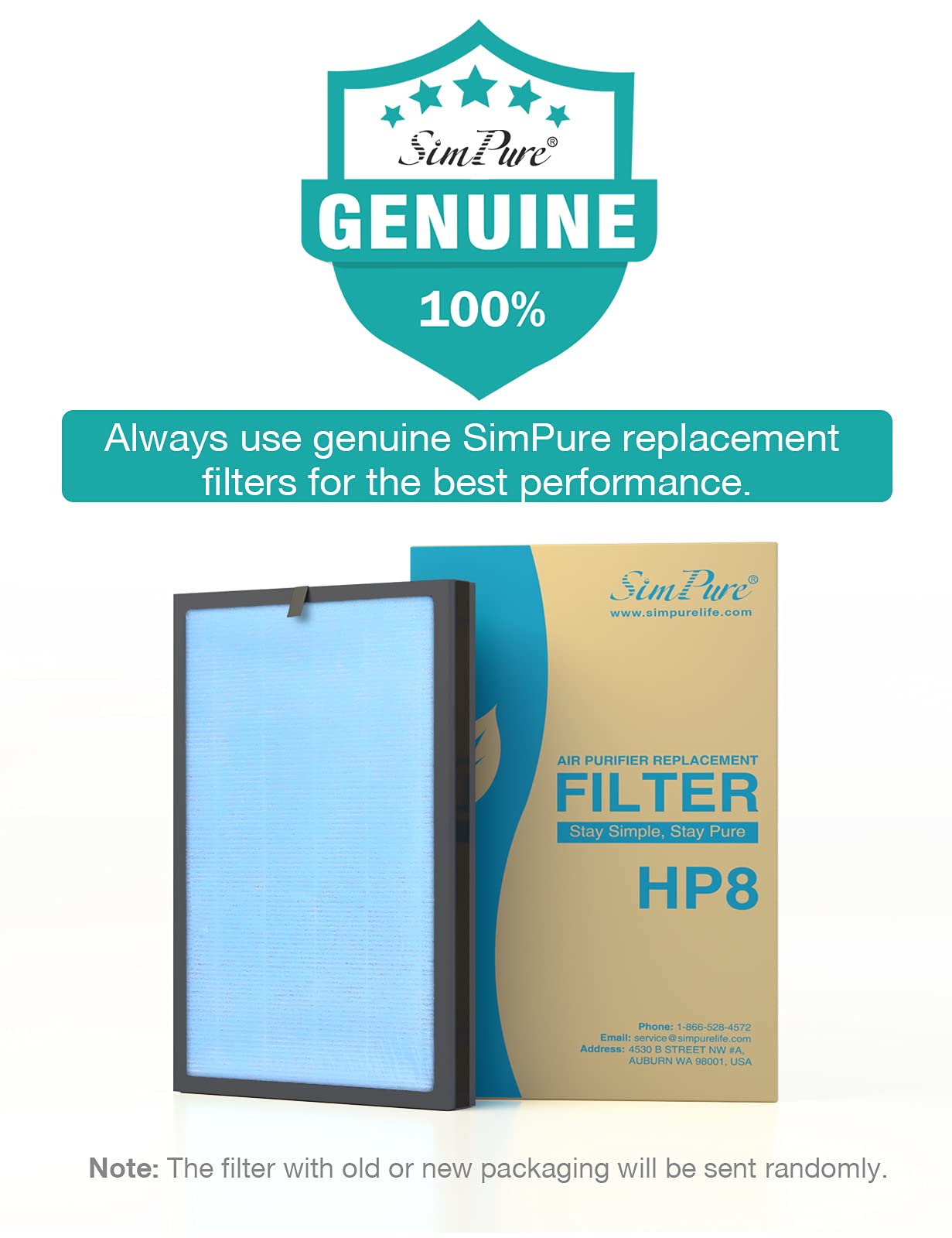 SimPure HP8 Original HEPA Replacement Filter Compatible with SimPure HP8 Air Purifier, SP-HP8-RF (NOT for Other SimPure Air Purifiers)