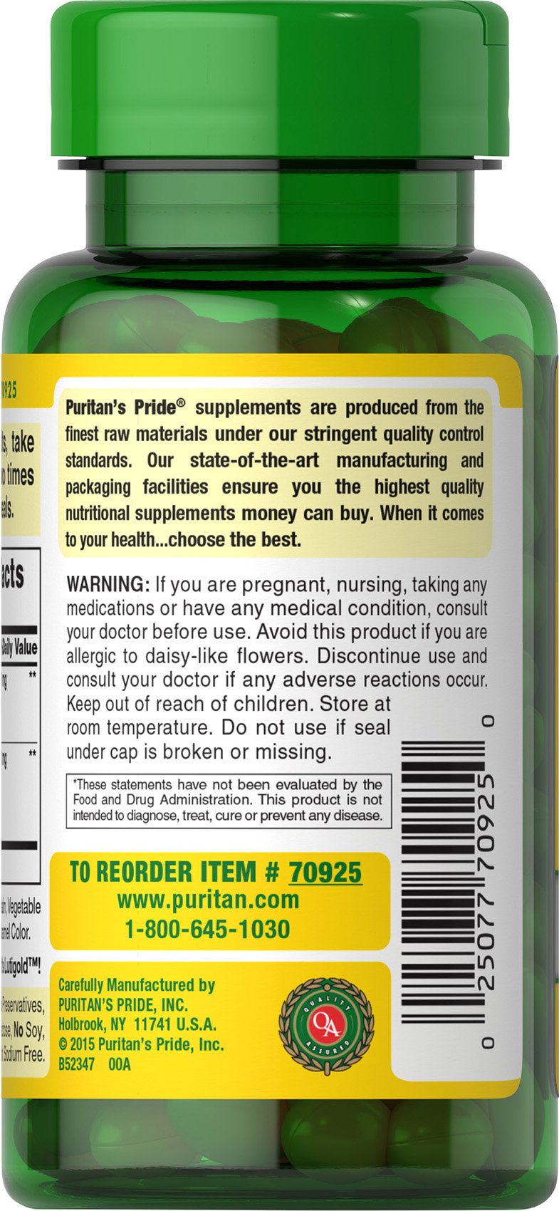 Puritan's Pride Herbavision with Lutein, Zeaxanthin and Bilberry Contributes to Healthy Vision,240 Softgels by Puritan's Pride, 240 Count (70925)