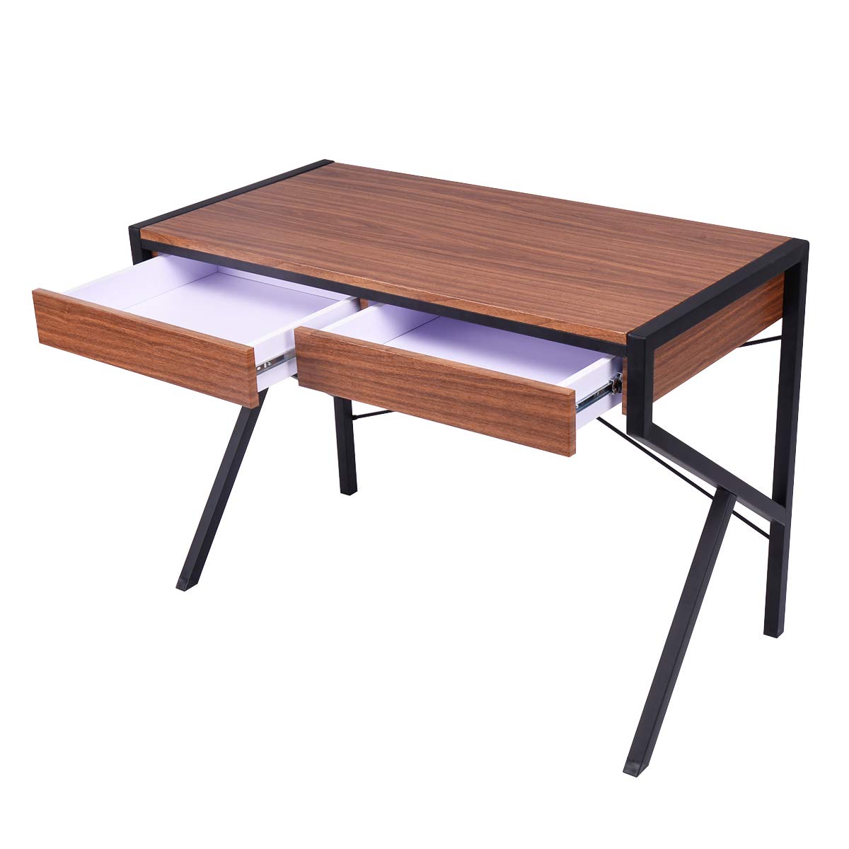 Tangkula Computer Desk, PC Laptop Desk Modern Simple Style Study Writing Table, Home Furniture Office Workstation with Storage Drawers (Wood)