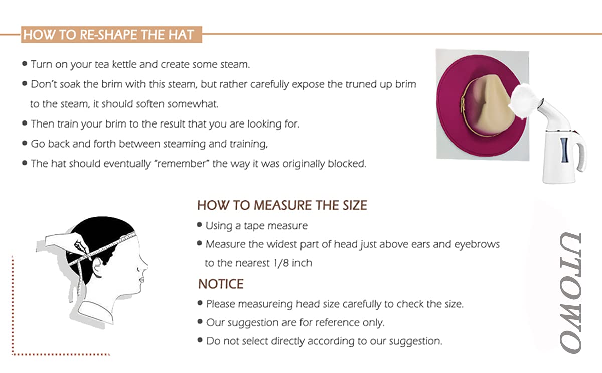 UTOWO Two-Color-Gradient-Ombre Felt-Fedora-Panama-Hats for Women Men, Two-Tone Tie-Dye Wide-Brim Fedora-Hat with Belt Buckle