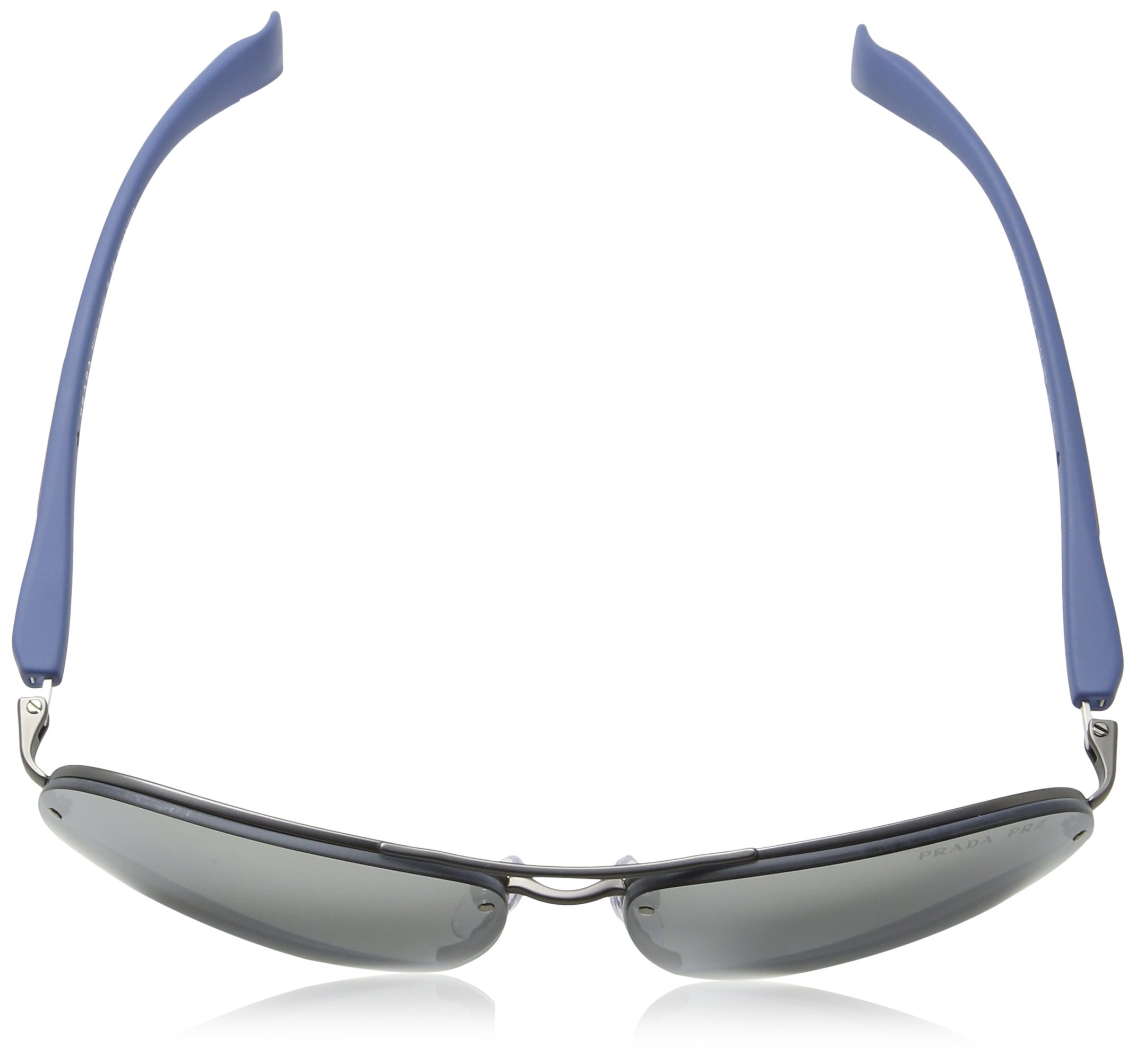 Prada Linea Rossa PS 56MS DG12F2 Gunmetal Rubber Metal Aviator Sunglasses Silver Mirror Polarized Lens