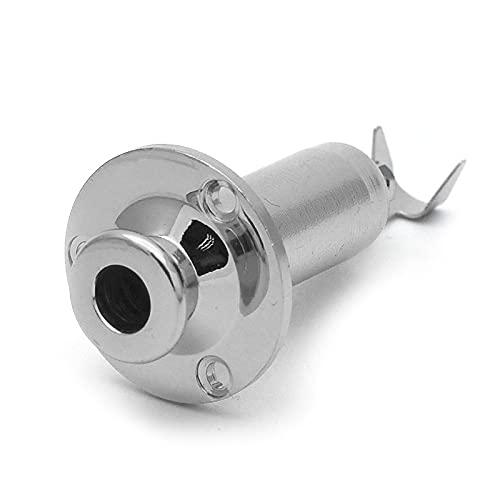 SAPHUE 6.35mm Acoustic Electric Guitar Bass Mono Endpin Output Jack Strap Button Jack Socket (Chrome)