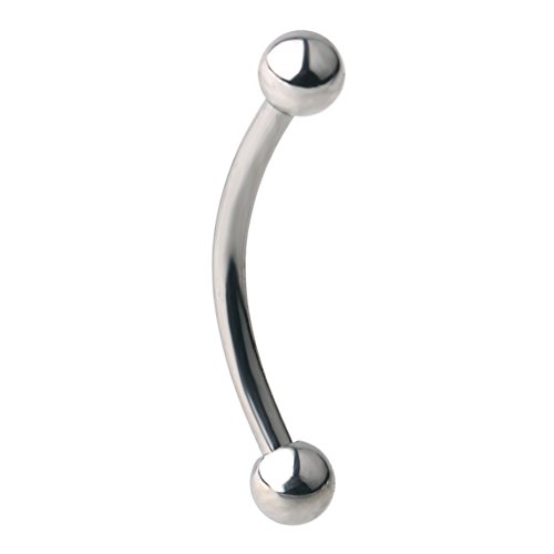 Ruifan Lot of 10 Eyebrow Piercing Jewelry Curved Barbell with Ball Kit Eyebrow Tragus Lip Ring 16g 16 gauge 12mm