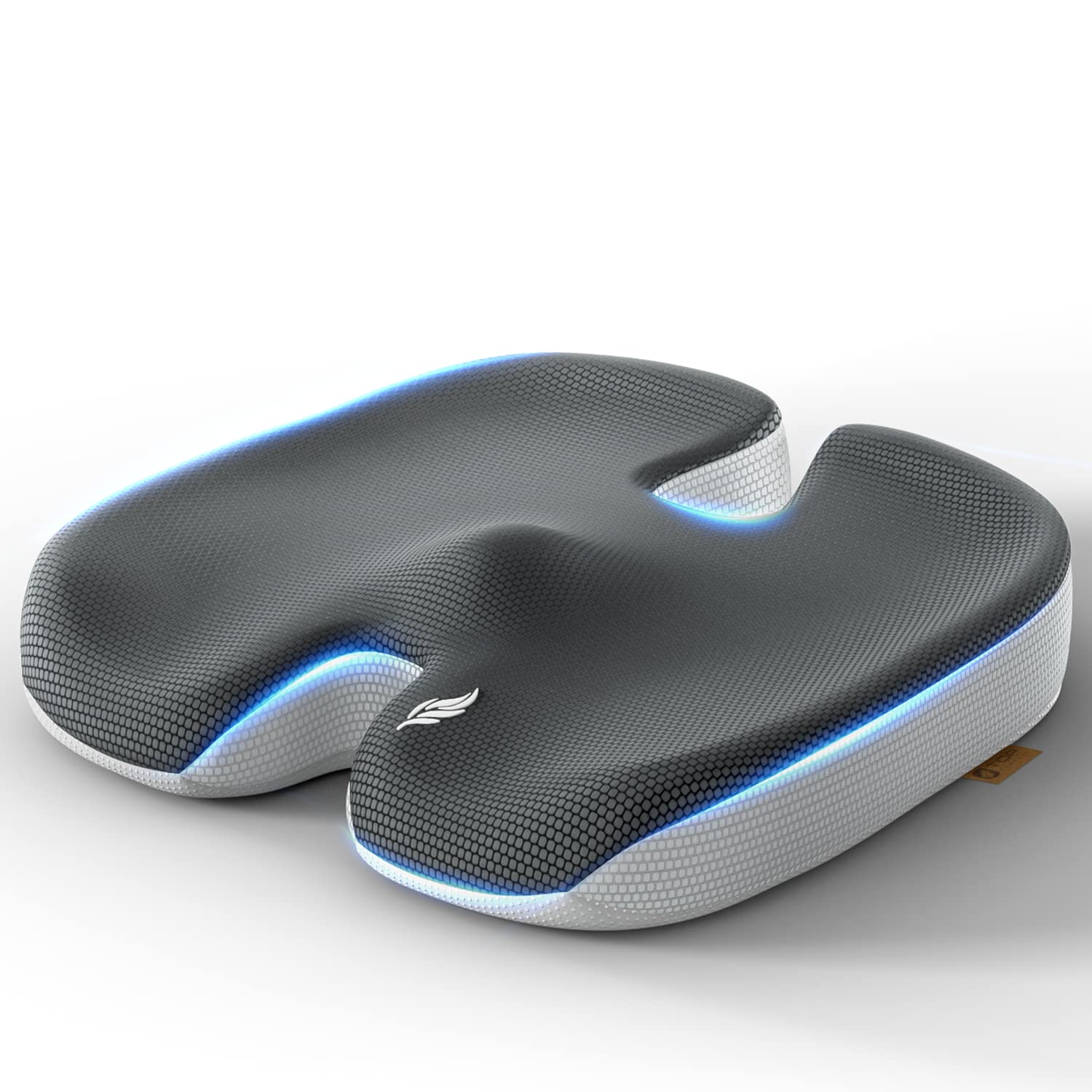 TOP COMFORT Orthopedic Patented Seat Cushion, Develop & Designed by Doctor for Sciatica, Coccyx, Back & Tailbone Pressure & Pain Relief Memory Foam & Gel Pillow for Office, Car, Desk Chair (Full Grey)