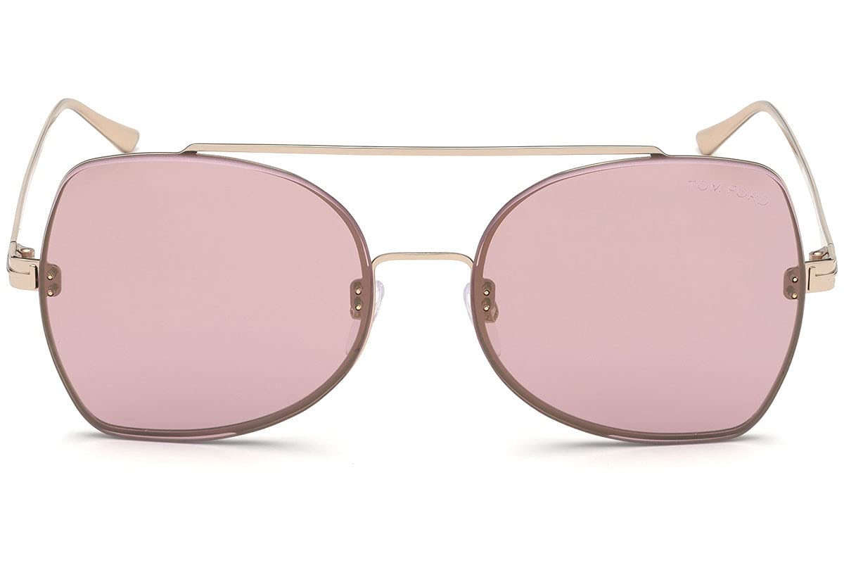 Tom Ford Scout TF 656 28Z Gold Metal Pilot Sunglasses Pink Lens