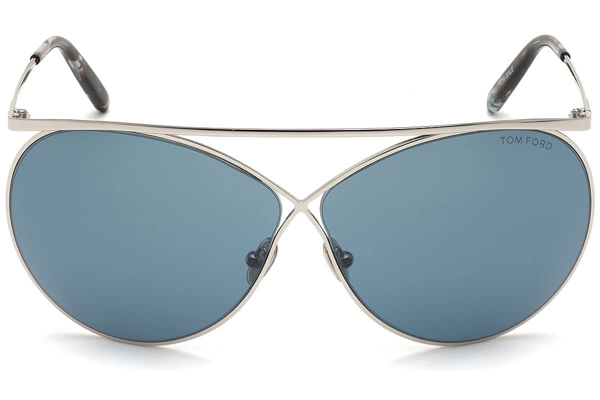 Tom Ford TF761 16V Sunglasses Silver Frame Blue Lenses