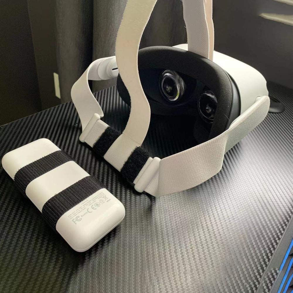 Universal Battery Kit Compatible for Oculus Quest 2 Accessories Battery Holder, Fit Any USB Power Reusable Cinch Straps Hold Strong Elastic Hook and Loop Storage Straps(Not Include Power Bank)