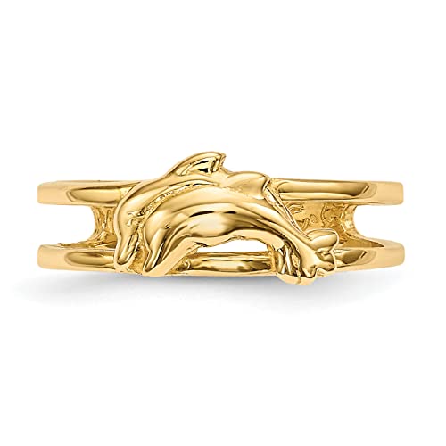 Saris and Things 14K Yellow Gold Dolphins Toe Ring