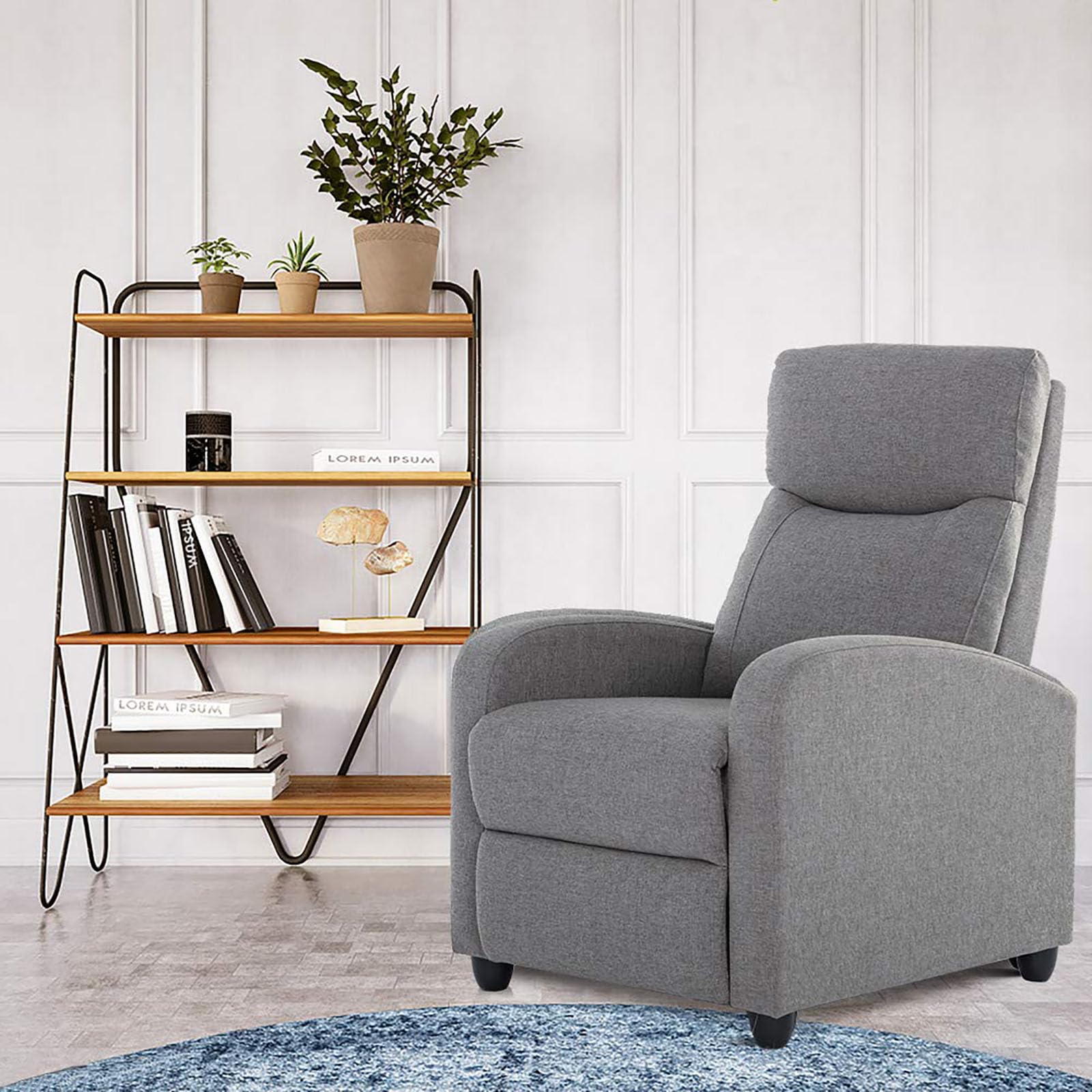 Recliner Chair for Adults, Massage Reclining Chair for Living Room, Adjustable Modern Recliners Chair, Home Theater Seating Single Sofa Recliner with Padded Seat Backrest (Light Grey)