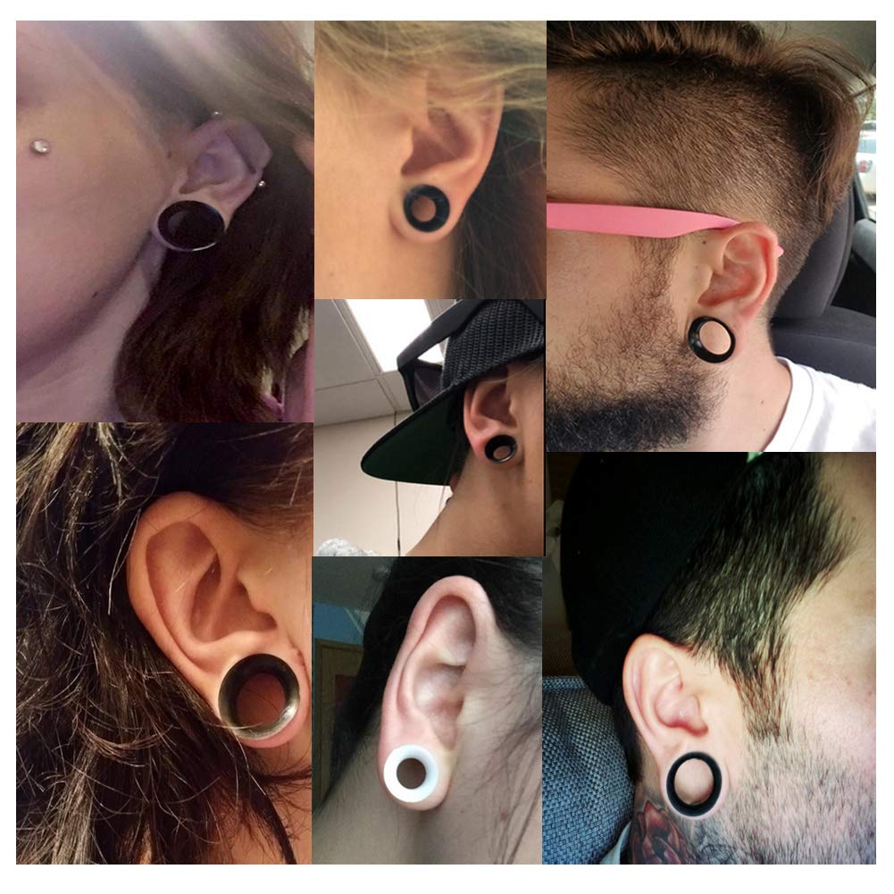 Oyaface 2 PC Black Soft Silicone Flexible Ear Skin Tunnels Plugs Expanders Gauges Hollow Body Piercing (Black 3/4ββ(20mm))