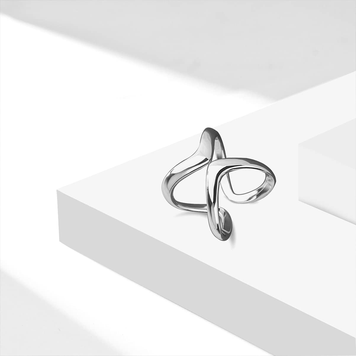 Womens Open Simple Multi Lines Ring,Adjustable Adjust S925 Sterling Silver Fashion Thumb Index Finger Ring Jewelry for Women Girls, silver, Agate