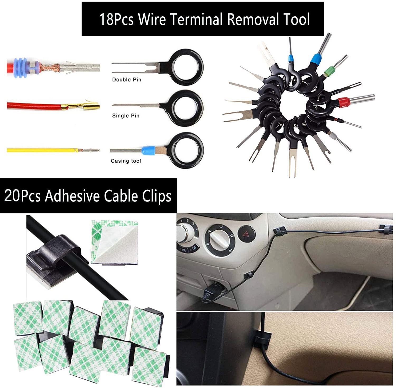 Uolor 268 Pcs Trim Removal Tool Kit, Car Pry Tool Kit Door Panel/Radio/Stereo/Terminal Removal Tool Set, Auto Clip Pliers Fastener Remover Panel Removal Tool Kit, Pry Tool Set with Storage Bag