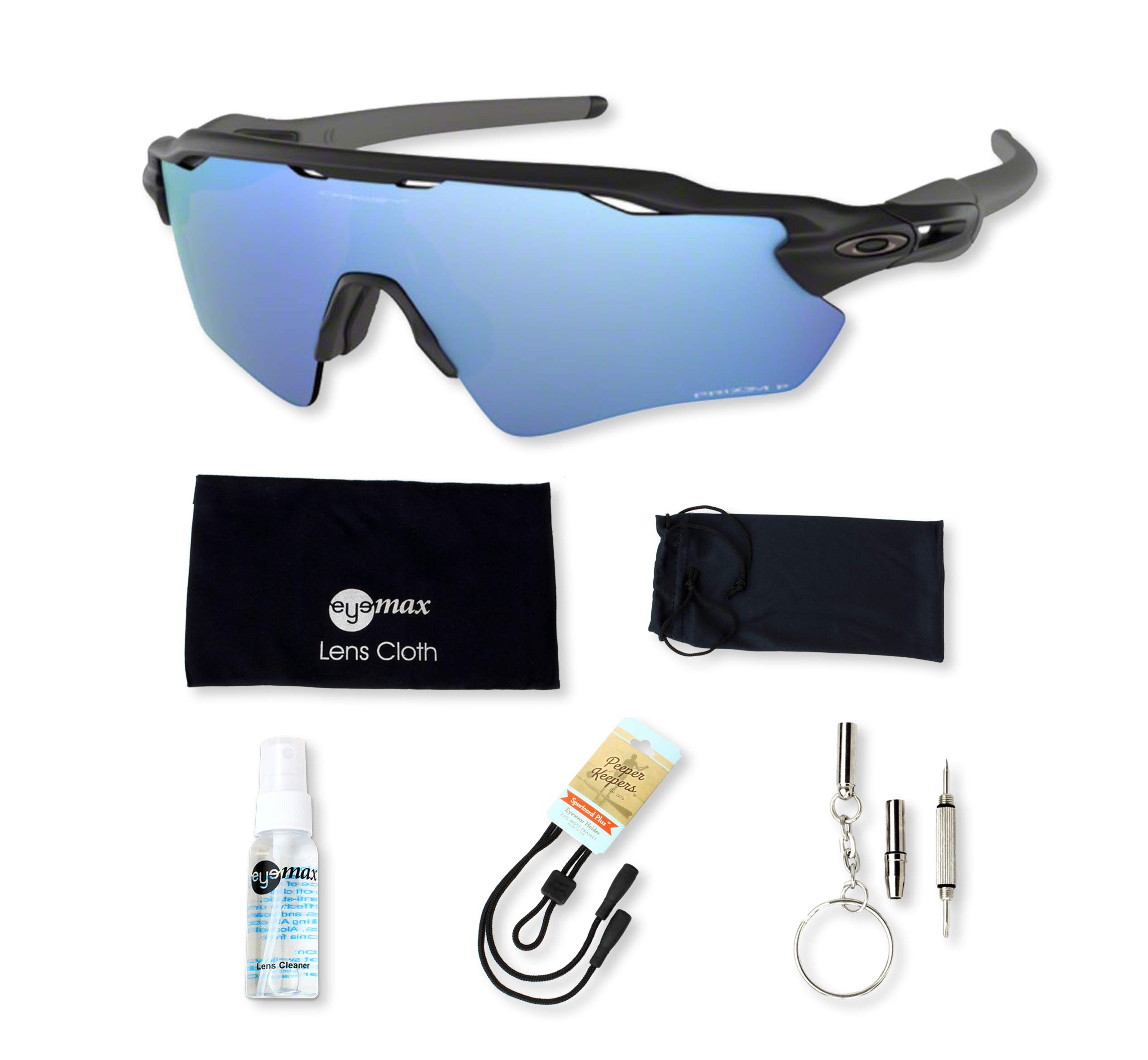 Oakley Radar EV Path, OO9208 (51) Matte Black/Prizm Black Polarized 138mm, Sunglasses Bundle with original case, and accessories (5 items)