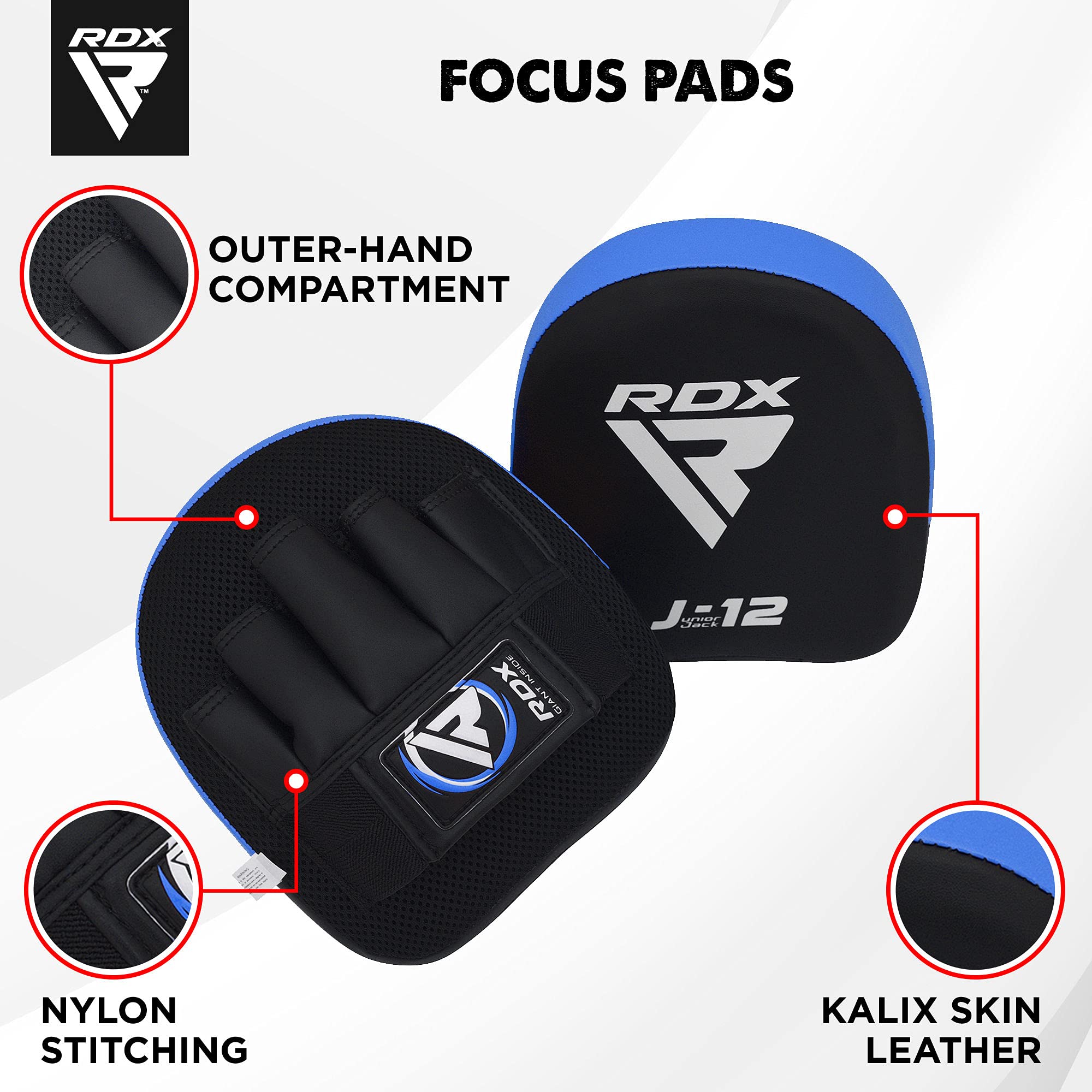 RDX Kids Boxing Pads Focus Mitts, Maya Hide Leather Curved Junior Hook and Jab Target Hand Pads, Great for Youth MMA, Martial Arts, Muay Thai, Kickboxing & Karate Training, Coaching Strike Shield