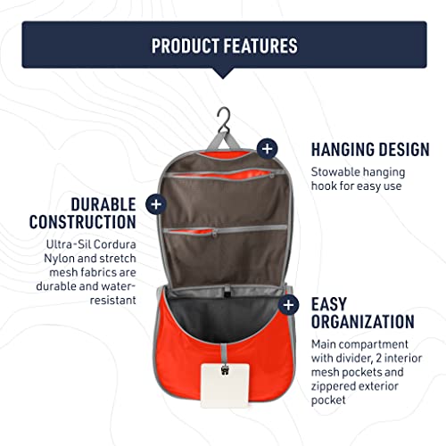 Sea to Summit TravellingLight Hanging Toiletry Bag, Travel Organizer for Men and Women, Large, Orange