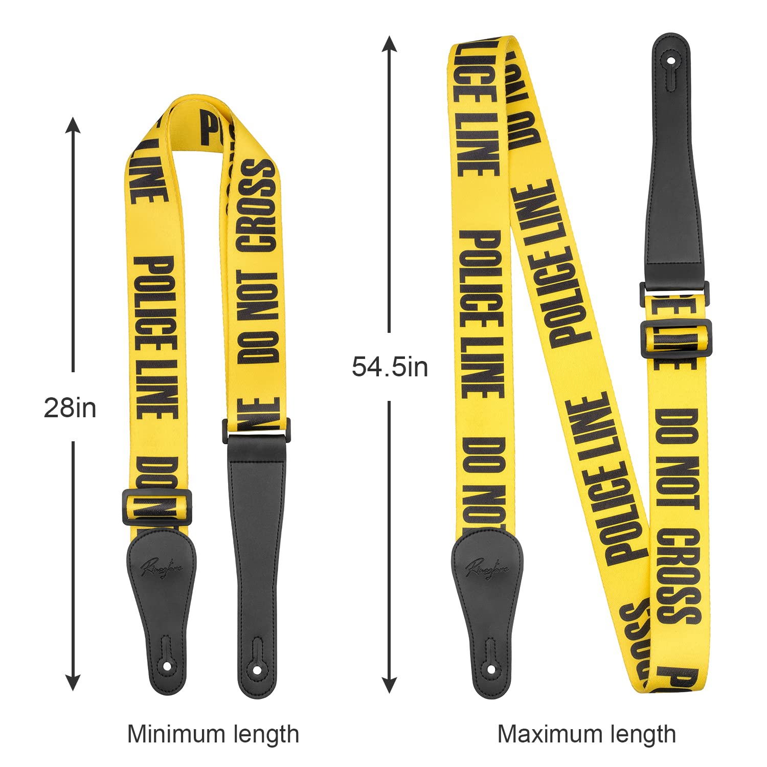 Rinastore Guitar Strap Yellow POLICE LINE Includes Strap Button & 2 Strap Locks Shoulder Straps For Bass, Electric & Acoustic Guitars2