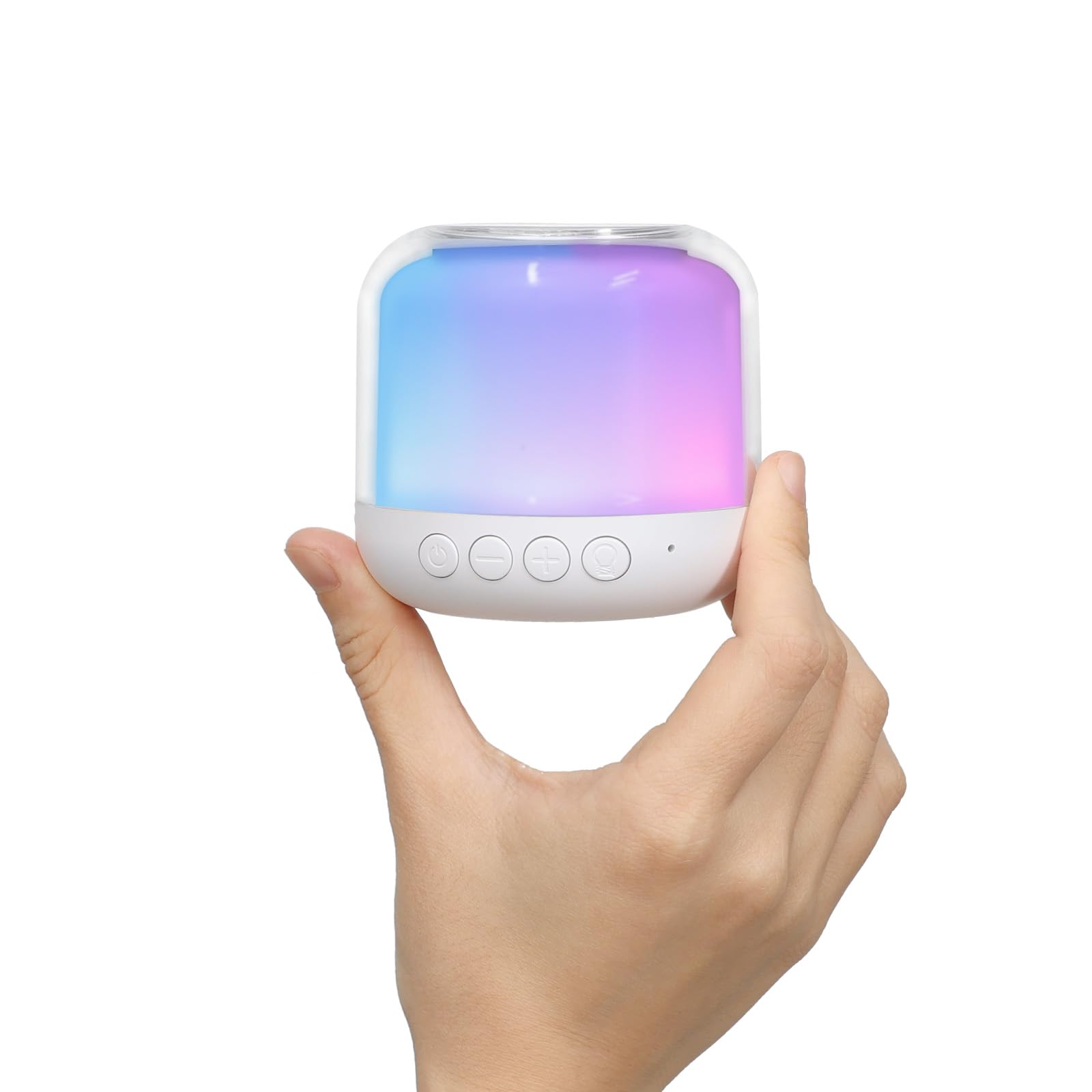 Travel Sound Machine with Night Light, Babelio Palm-Sized Portable White Noise Machine for Adults Kids Baby Sleeping | Multi Lighting Modes | 15 Soothing Sounds | Brightness | Timer (White)