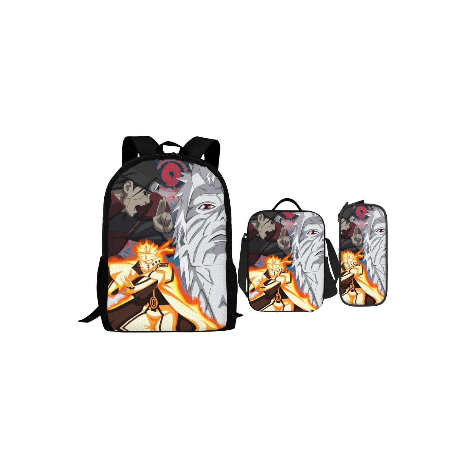 Qxpztk Anime Backpack Three-Piece Set, Cool Backpack Set, Unisex Laptop Backpack, Large Capacity Lunch Bag