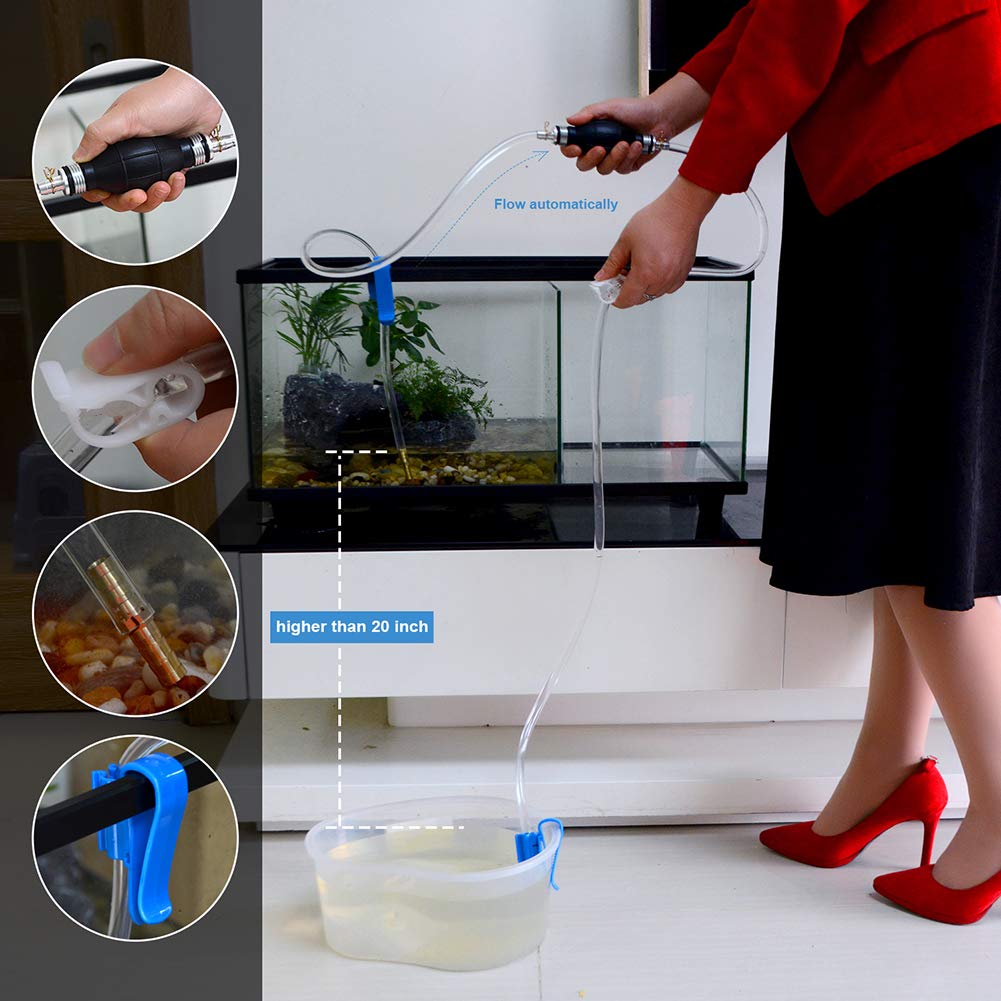 Siphon Hand Pump Manual Fuel Transfer Pump Siphon Hose for Gas Gasoline Petrol Diesel Oil Liquid Water Fish Tank with Durable PVC Hoses,Portable Widely Use
