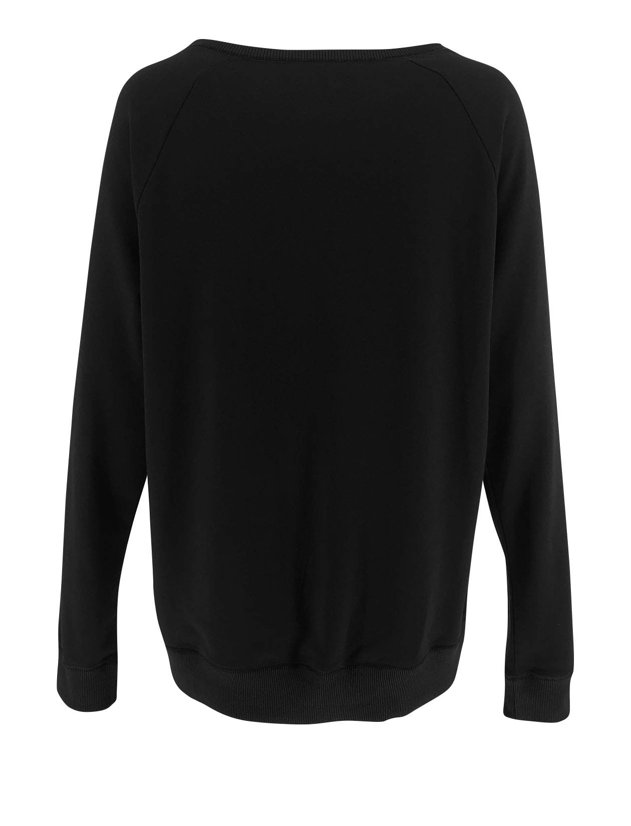PRETTODAY Women's Casual Crew Neck Sweatshirts Raglan Long Sleeve Solid Tunic Tops Loose Pullovers Black
