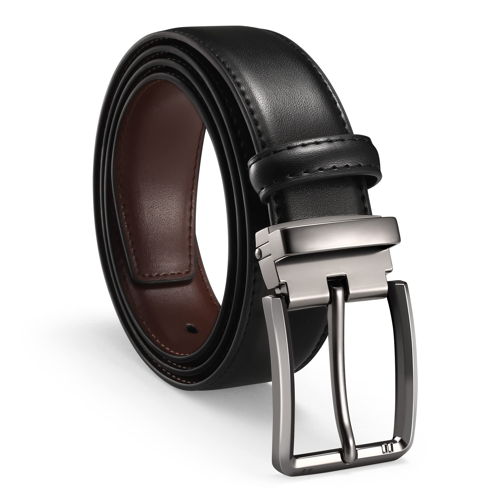 WLEAD Men's Belt, Reversible Leather Belt For Mens Work Business(Gift Box)