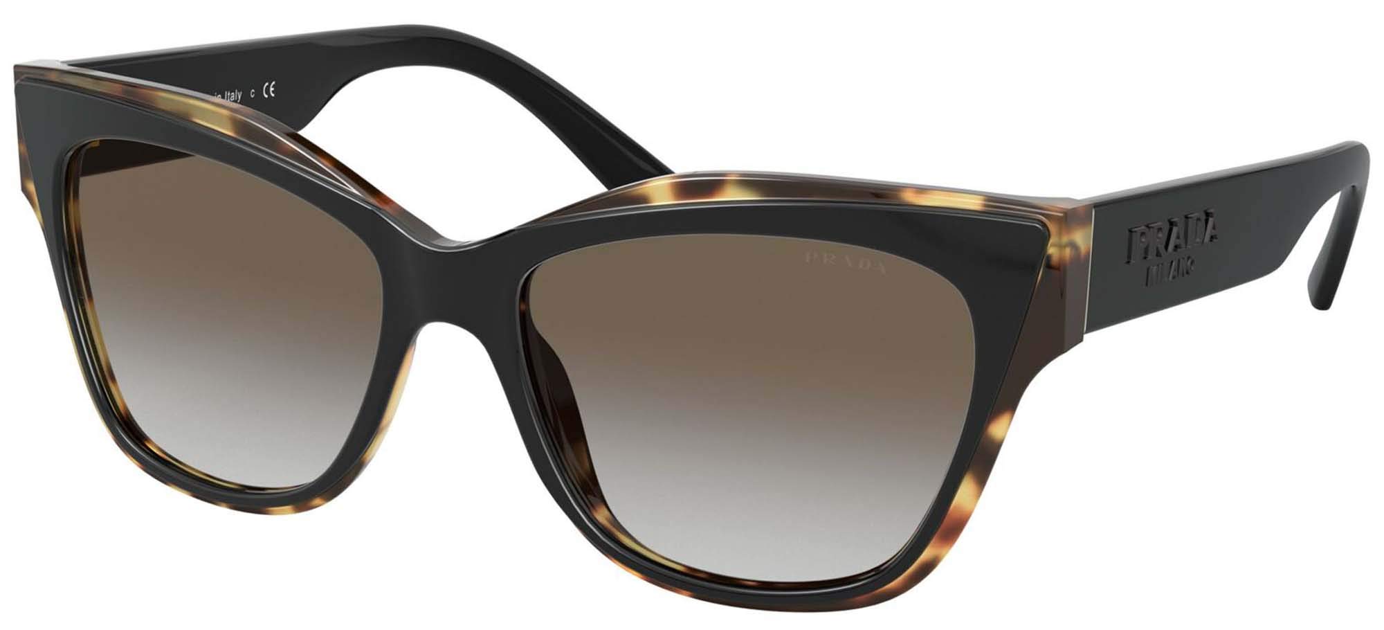 Prada 0PR 23XS Black/Havana Media Frame/Grey Gradient Lens One Size