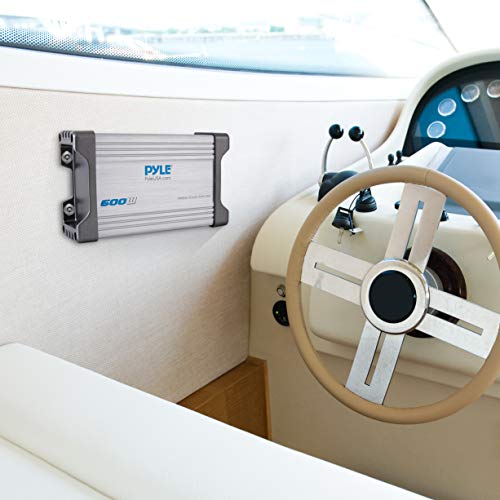 Pyle 2-Channel Marine Amplifier Receiver - Waterproof and Weatherproof Audio Subwoofer for Boat Stereo Speaker & Other Watercraft - 600 Watt Power, Wired RCA, AUX and MP3 Audio Input Cable - PLMRMP2A