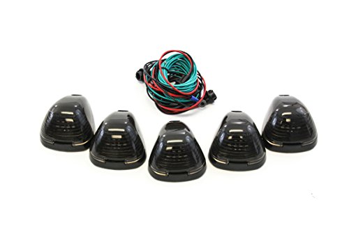 Red Hound Auto Compatible with Ford Super Duty 1999-2016 5-Piece Smoked Lens Amber LED Cab Roof Running Marker Light Set Complete Kit with Wiring Harness