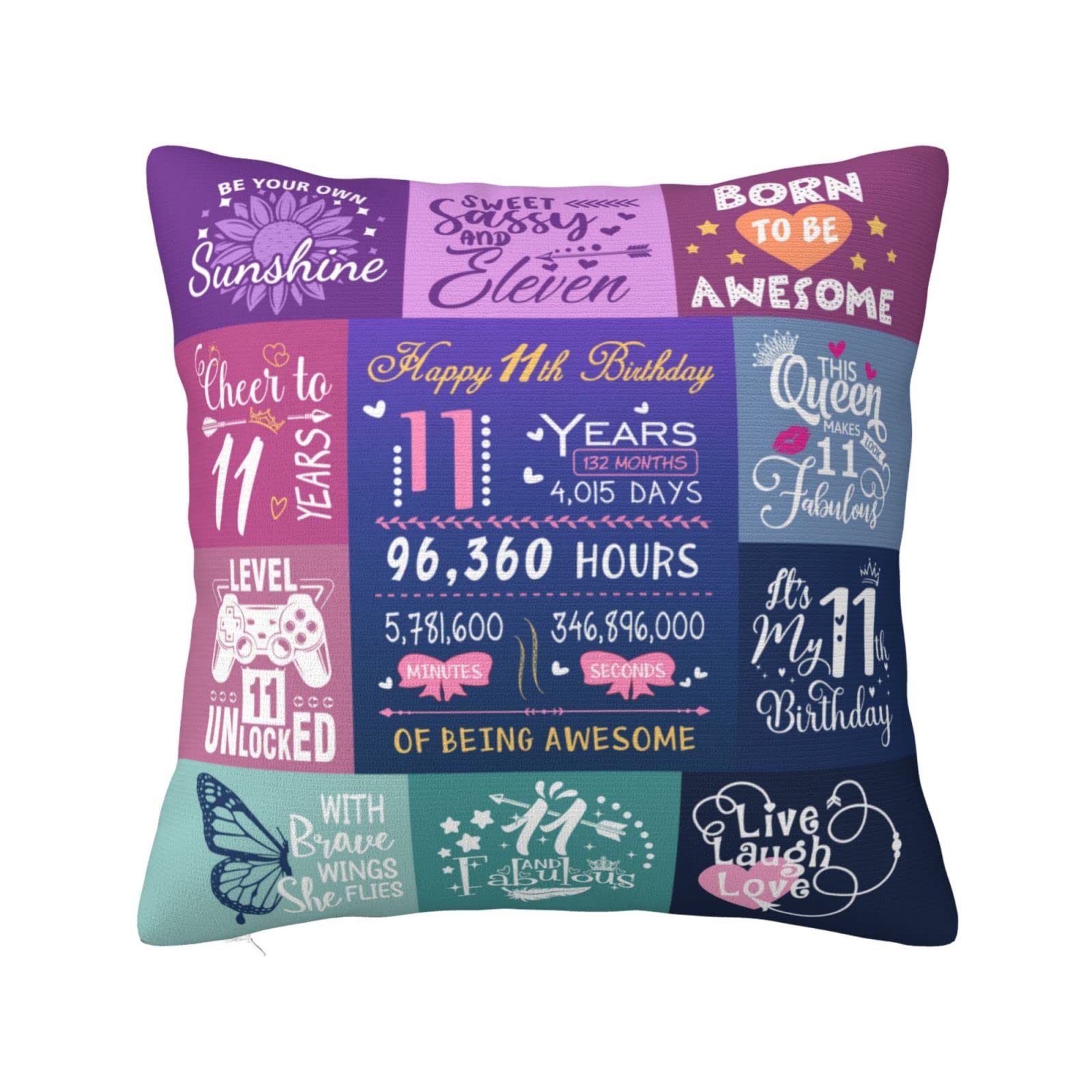 TRISG 11th Birthday Gifts for Girls, Birthday Gifts for 11 Year Old Girls,11 Year Old Girl Birthday Gifts, Birthday Gift 11 Year Old Girl,11 Year Old Girl Birthday Gift Ideas Pillow Covers 18x18