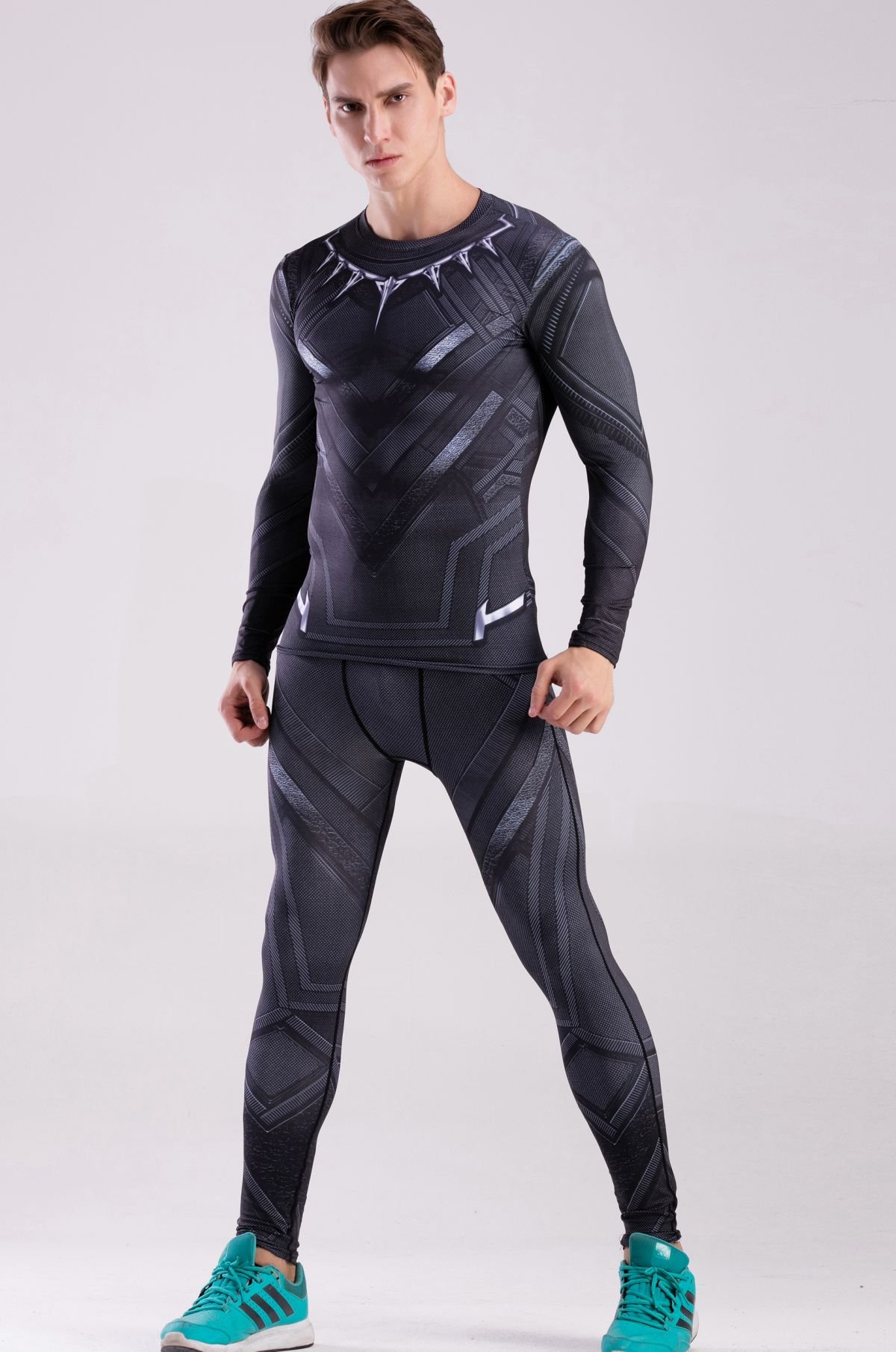 Red Plume Men's Compression Elastic Tight Leggings Sport Panther Leopard Printing Pants