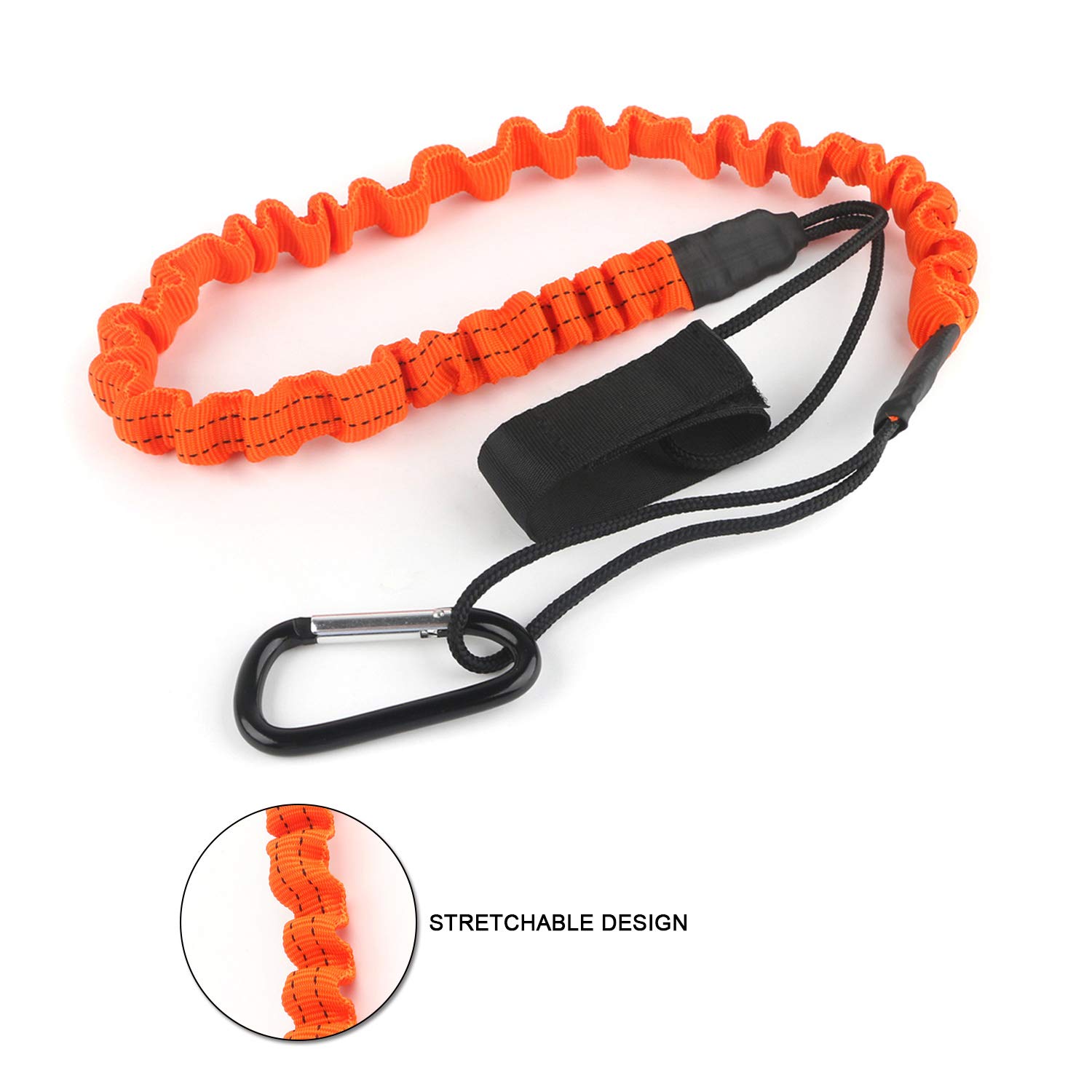 Stretchable Kayak Paddle Leash, 2 Pack Coiled Paddle Strap Tether with D-Shape Carabiner Tool Lanyard Bungee Leash Cord for Kayaking Canoe Surfboard Paddles Fishing Poles Rods