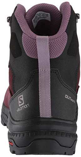 Salomon Outward Gore-TEX Hiking Boots for Women, Wine Tasting/Black/Quail, 5