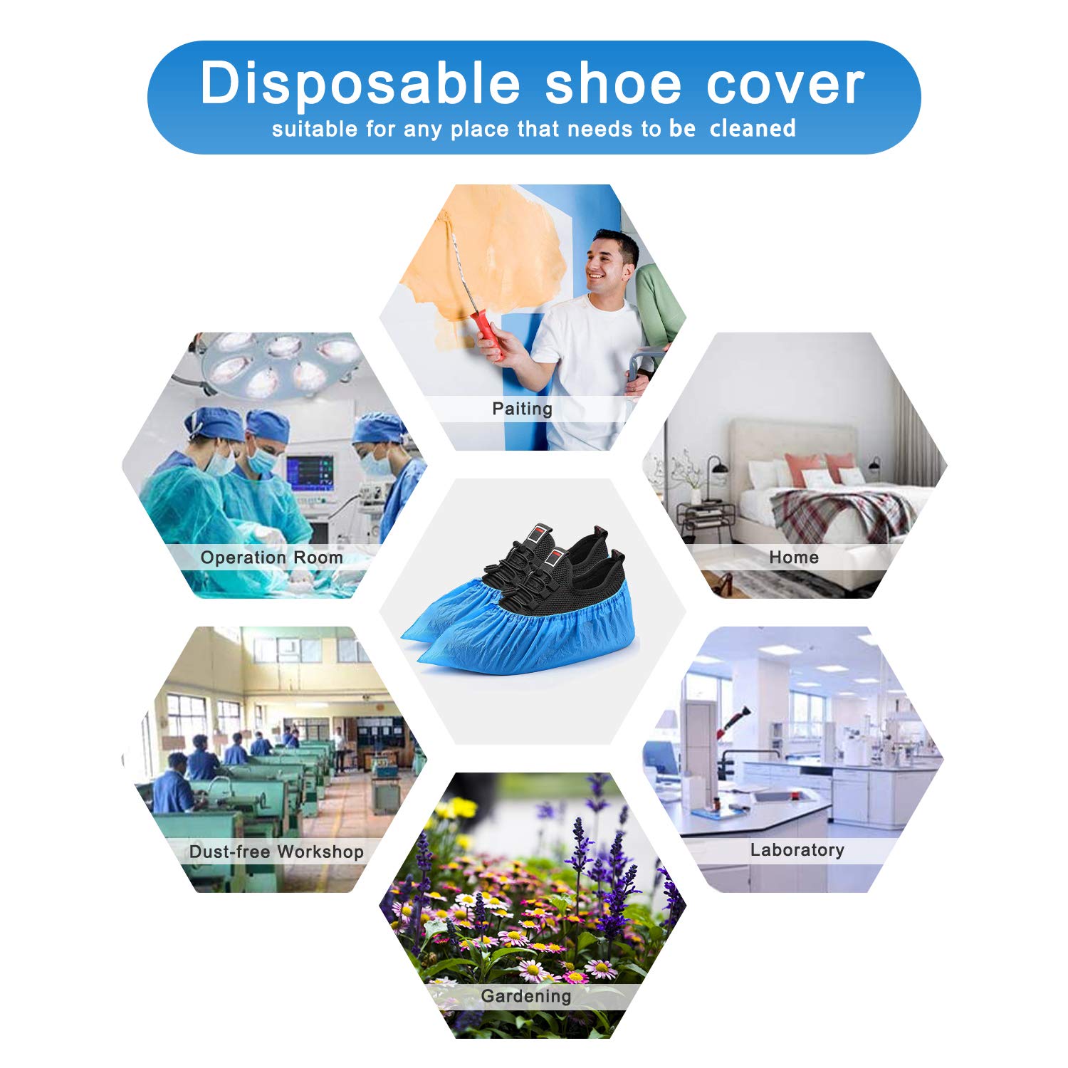 Shoe Covers Disposable -100Pack (50Pairs) Disposable Shoe & Boot Covers Waterproof Non-Slip, Durable Boot&Shoes Cover, One Size Fits All (CPE Plastic)