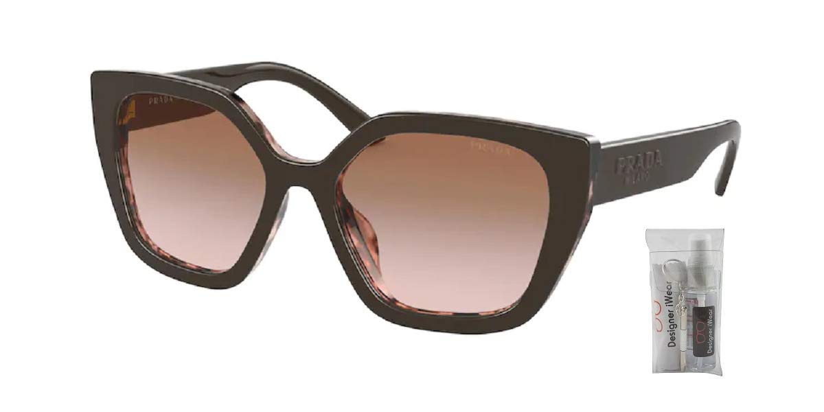 Prada PR24XS ROL0A6 52MM Brown/Spotted Pink/Brown Gradient Rectangular Sunglasses for Women + BUNDLE with Designer iWear Eyewear Kit